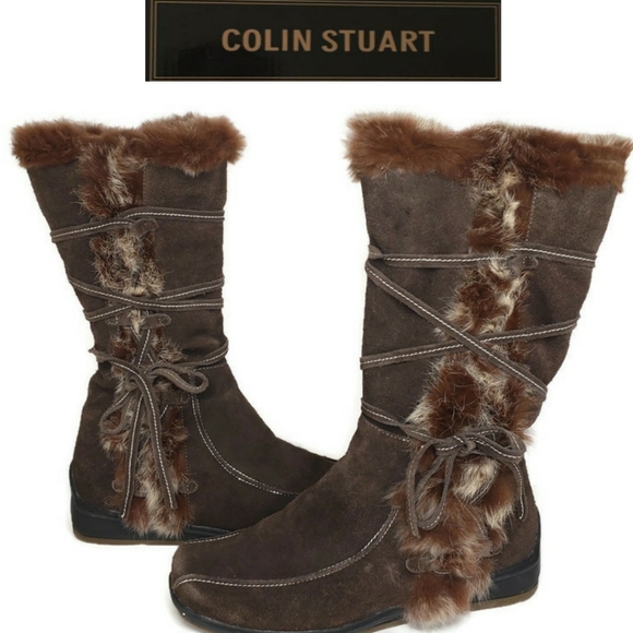 Colin Stuart | Shoes | Colin Stuart Fur And Suede Lace Up Boots Size 95 ...